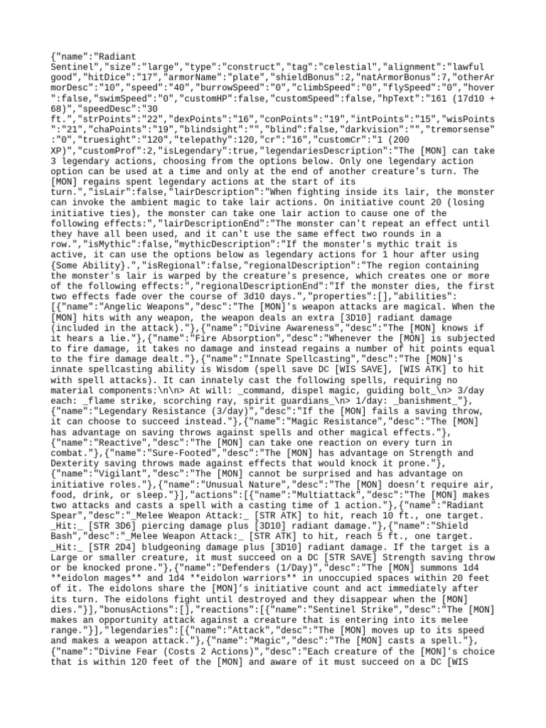 Radiant Sentinel - Monster | PDF