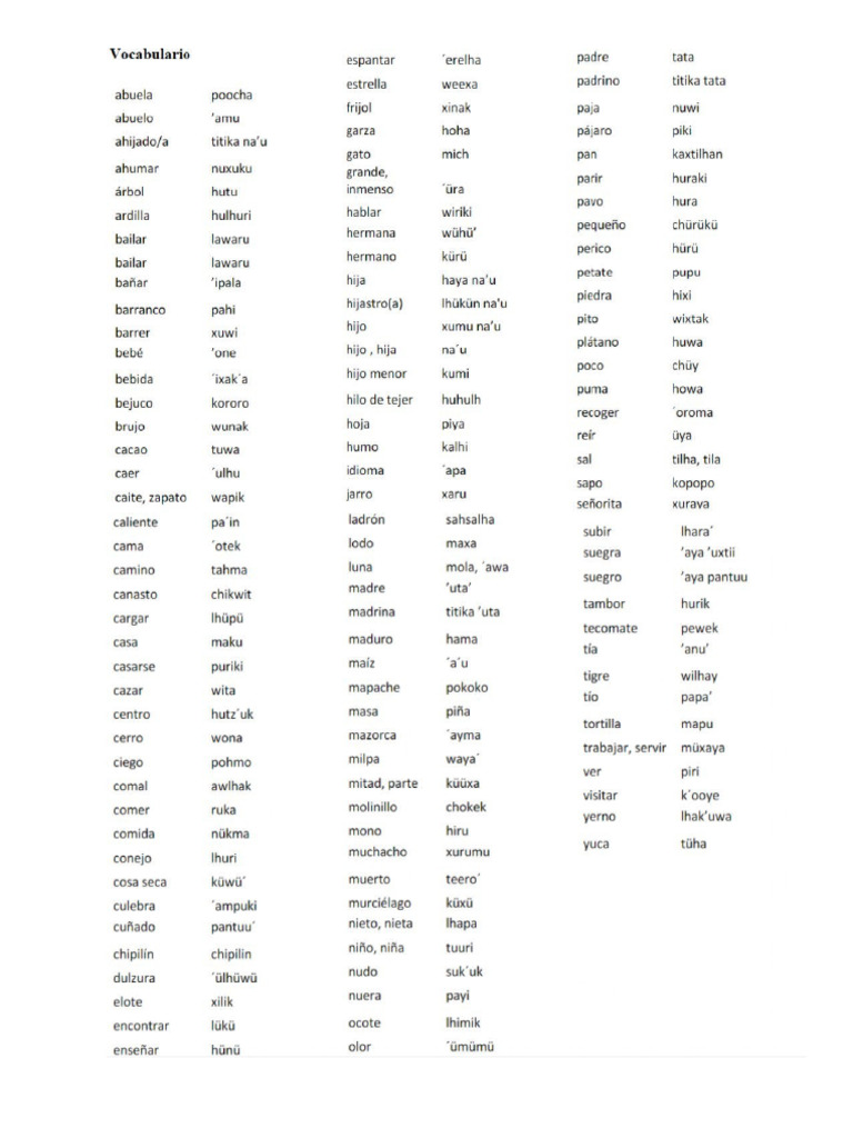 Vocabulario | PDF