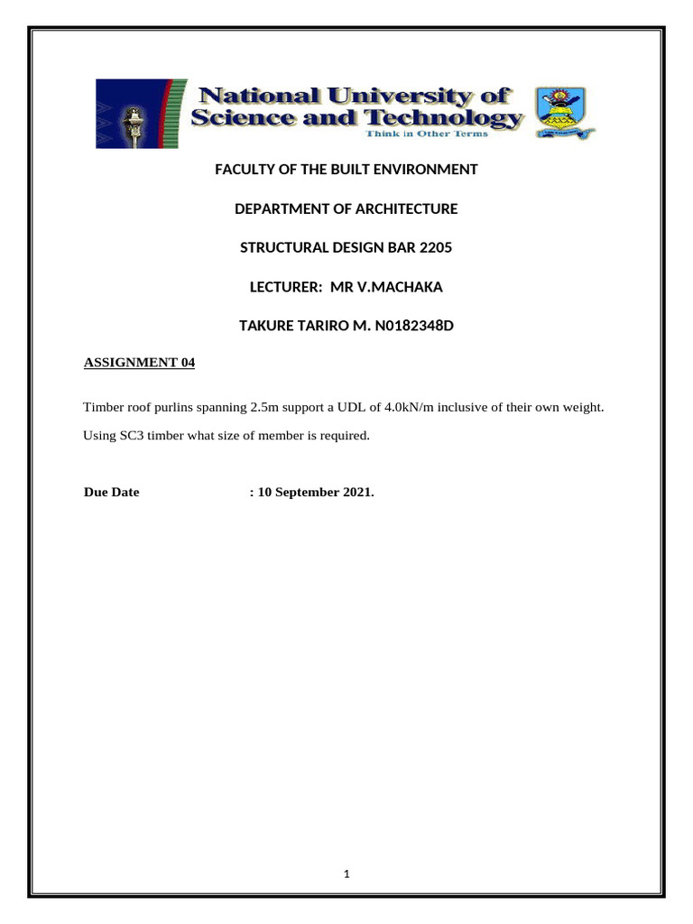 Takure Tariro M, n0182348d.... Bar 2205 Assignment 4 | PDF