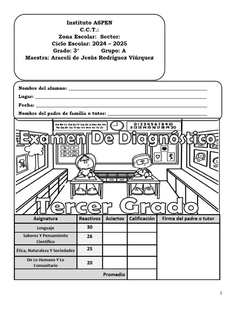 Examen - Diagnostico - 3ro - Respuestas | PDF