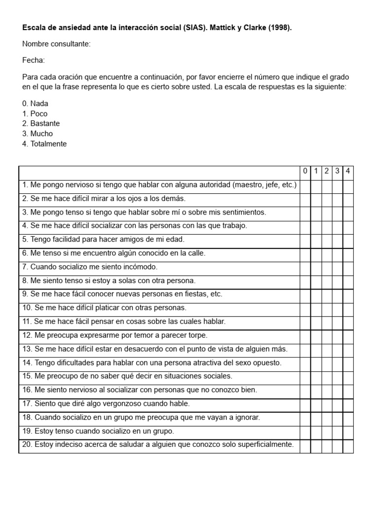 Escala SIAS PX | PDF