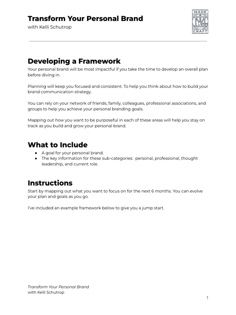 Transform Your Personal Brand_Worksheet | PDF