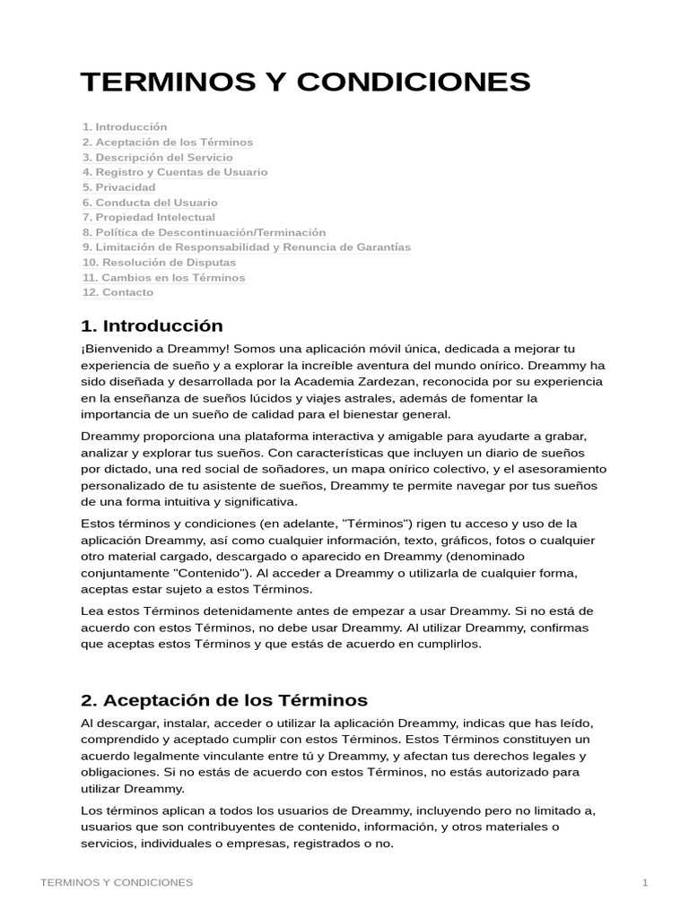 Termino y Condiciones Dreammy | PDF