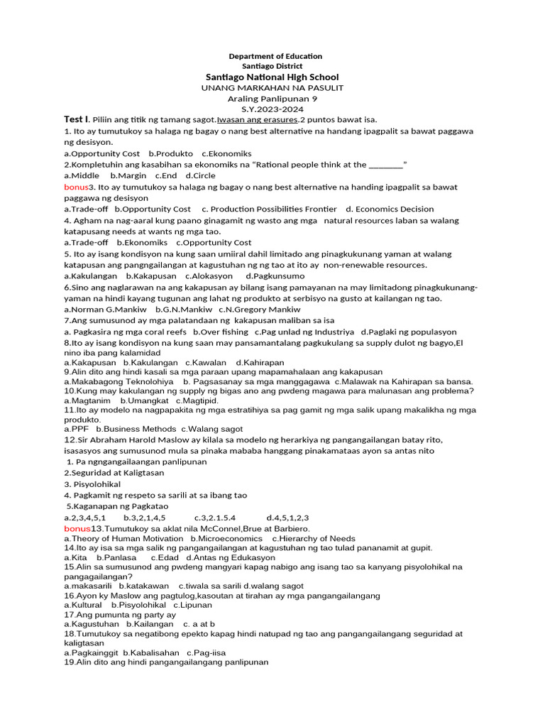 Ap Qi TQ | PDF | Economics | Economies