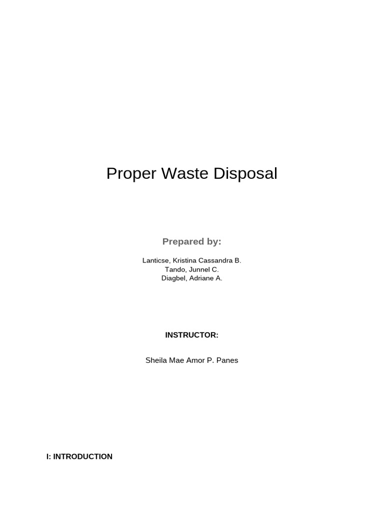 Proper Waste Disposal | PDF
