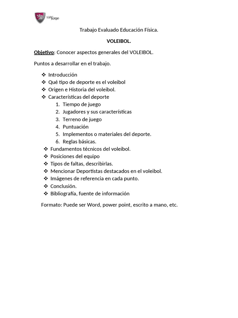 Trabajo Evaluado Educación Física Voleibol Pdf