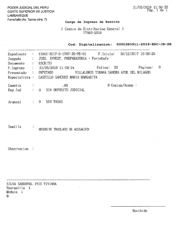 ESCRITO - EXP. 11942-2017-3 | PDF