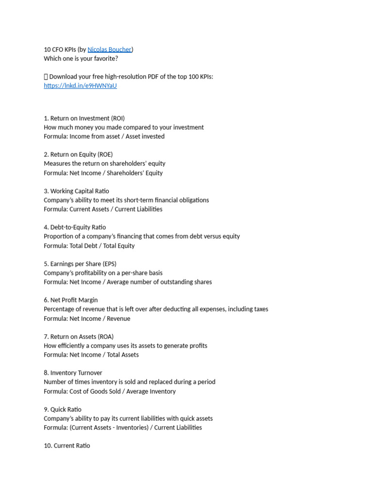10 CFO KPIs | PDF