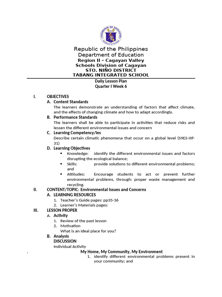 LESSON PLAN With ESWM | PDF