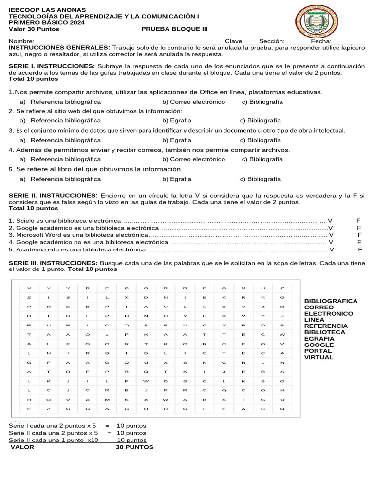 1ro Compu Examen b3 I | PDF