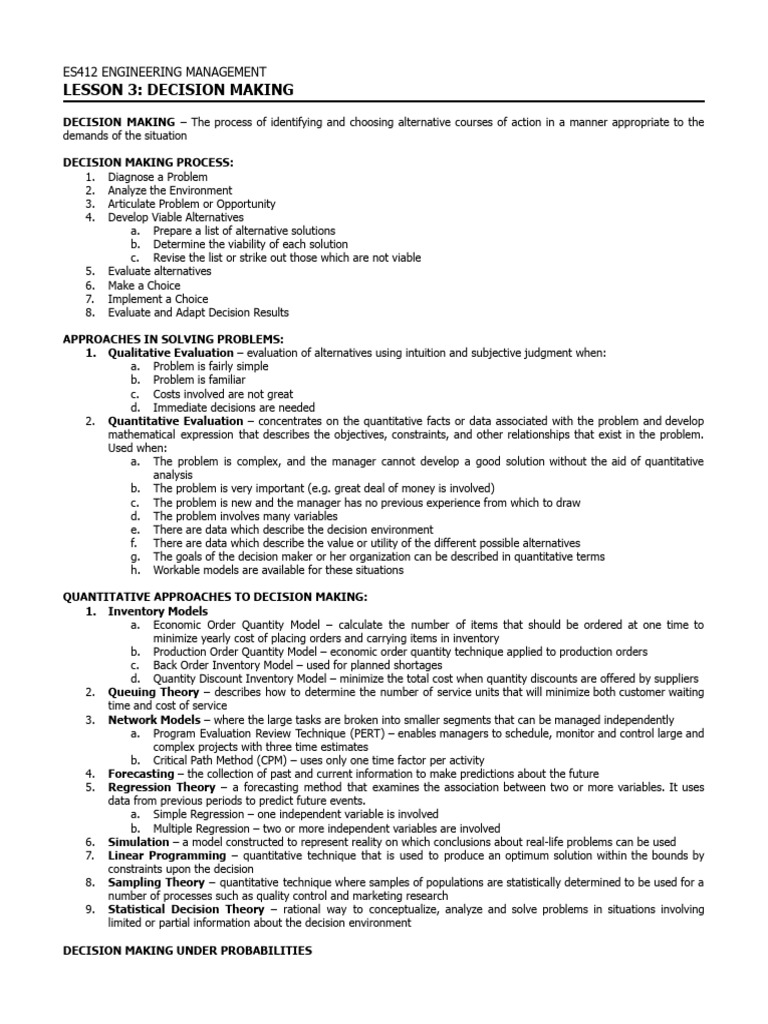MGT Module 2.1 Decision Making Study Guide | PDF