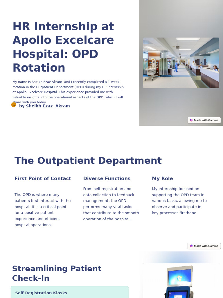 HR Internship at Apollo Excelcare Hospital OPD Rotation | PDF