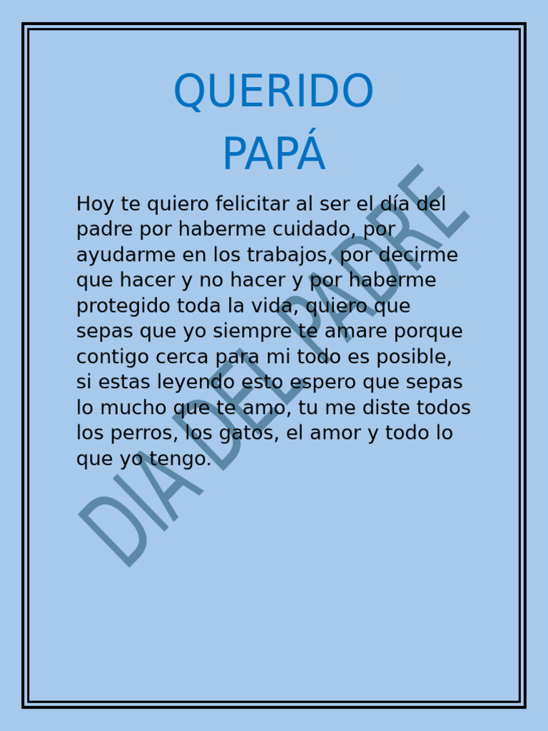 Carta Christopher Día Del Padre Año 2024 QUERIDO PAPÁ | PDF