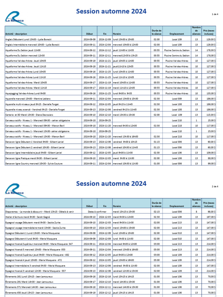 Session Automne 2024 Web Rev | PDF