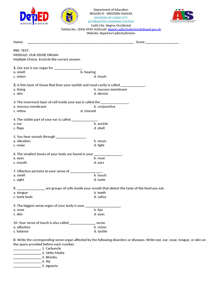 Advance Elem. Pre and Post Test | PDF