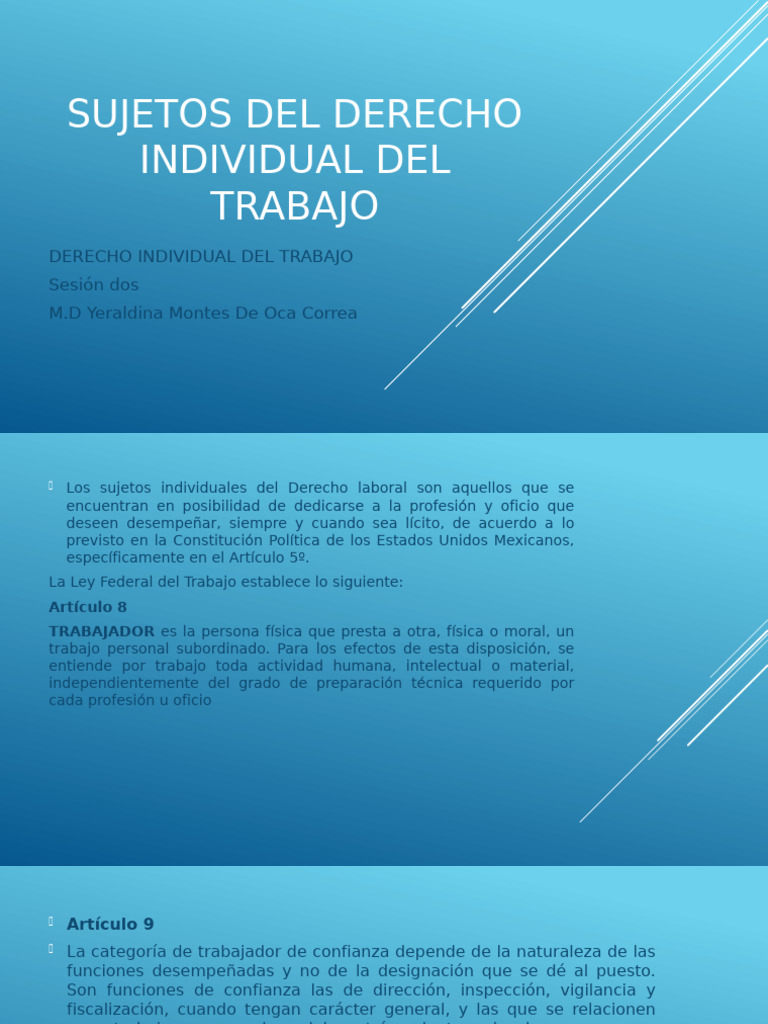 Sujetos Del Derecho Individual Del Trabajo | PDF | Derecho laboral