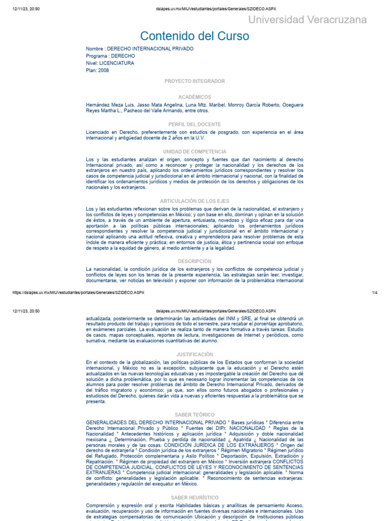 PROGRA DE ESTUDIO DIPr | PDF