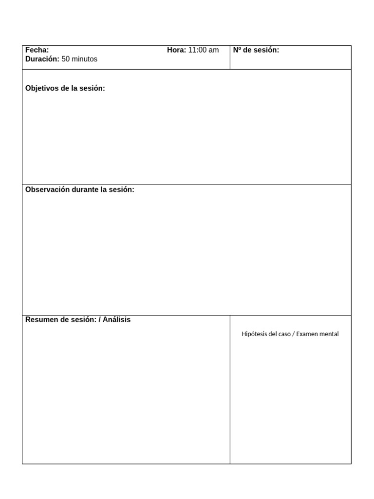 PLANTILLA Bitacora de Sesiones PCA | PDF
