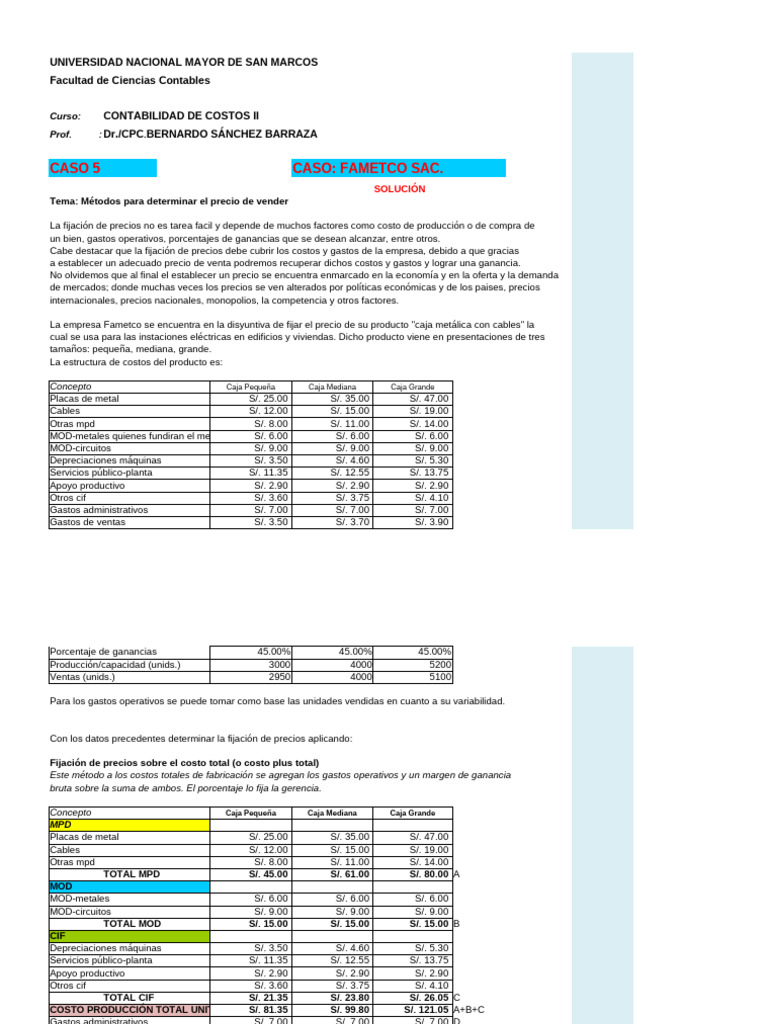 Soluc C5-C6-C7-C8 Fijacion Precios Conta Costos Ii | PDF