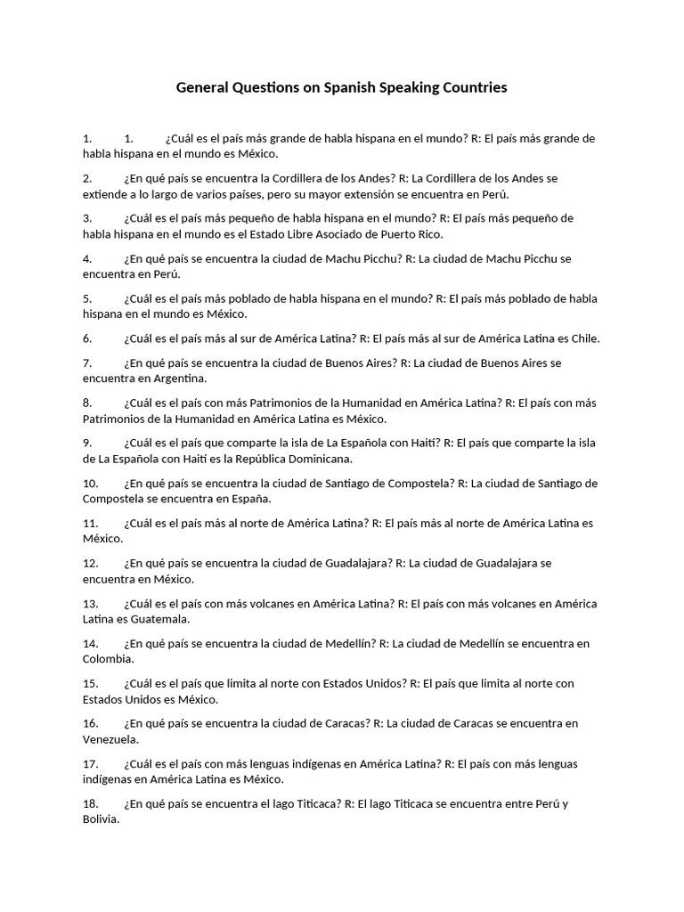 Culture - Spanish Speaking Countries | PDF