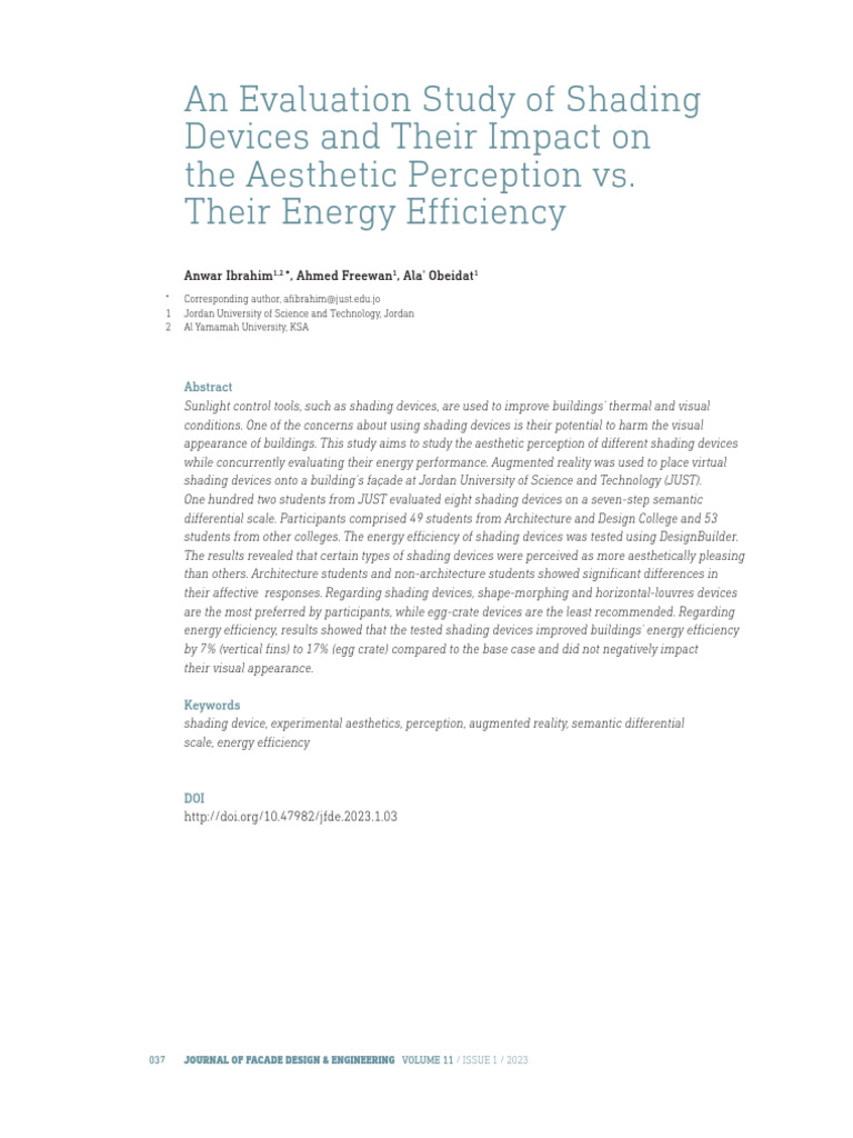 01 an Evaluation Study of Shading Devices and Their Impact on the Aesthetic Perception vs ...