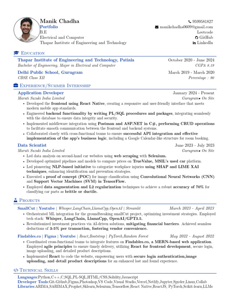 Manik Chadha Resume | PDF