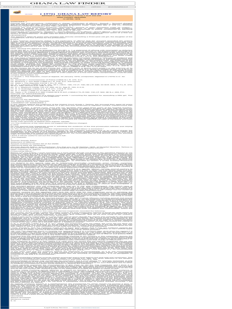 Arthur v The Republic (1976) | PDF