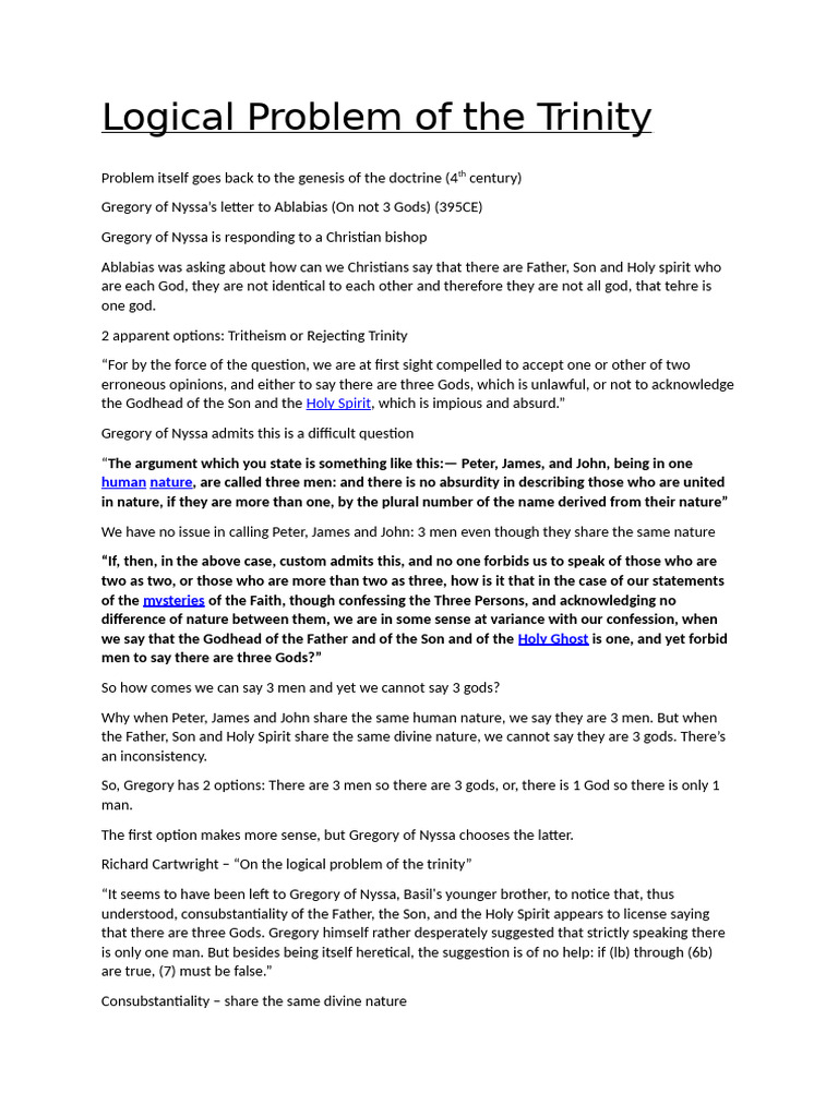 Logical Problem of The Trinity | PDF