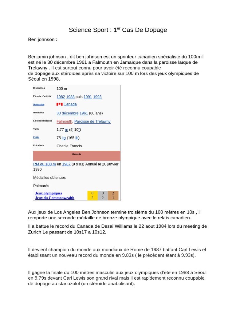 Dopage Devoir | PDF