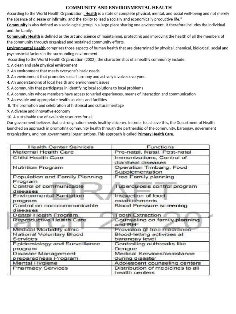 Community and Environmental Health | PDF