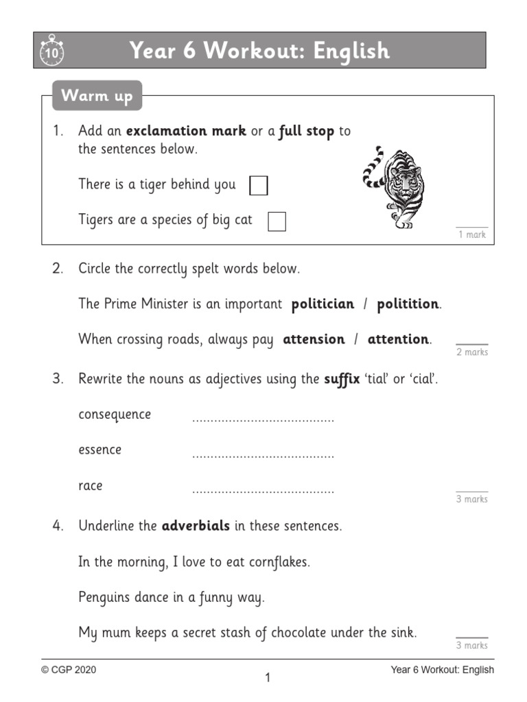 CGP Year 6 English Workout | PDF