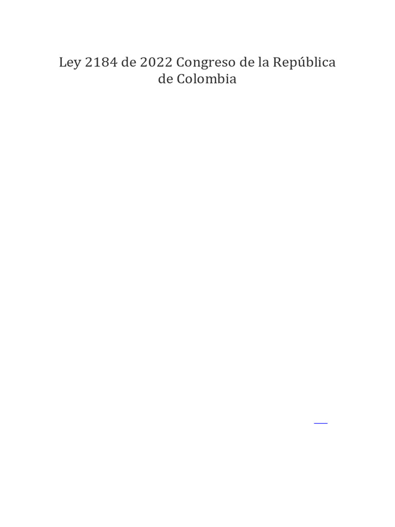Ley 2184 de 2022 Congreso de la República de Colombia (1) | PDF