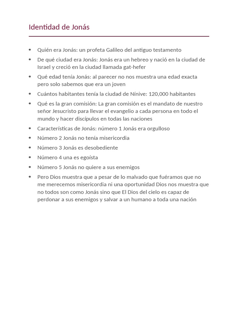 Identidad. Jonas 3 | PDF | Religión y espiritualidad