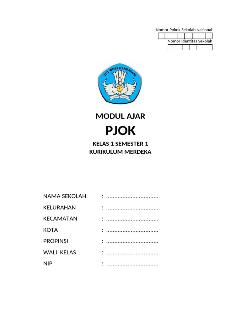 Modul Ajar PJOK Kelas 1 Semester 1 Kurikulum Merdeka (Gurusekali) | PDF