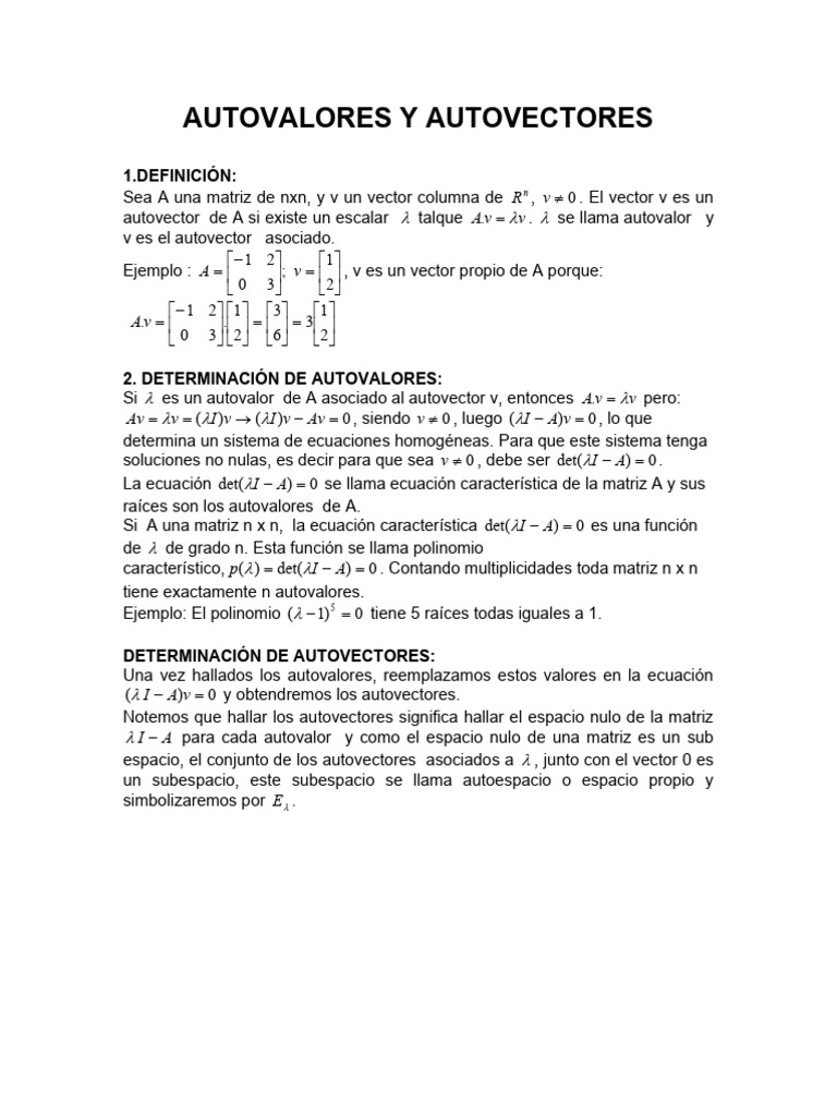 Unidad 5. Autovalores y Autovectores-1 | PDF