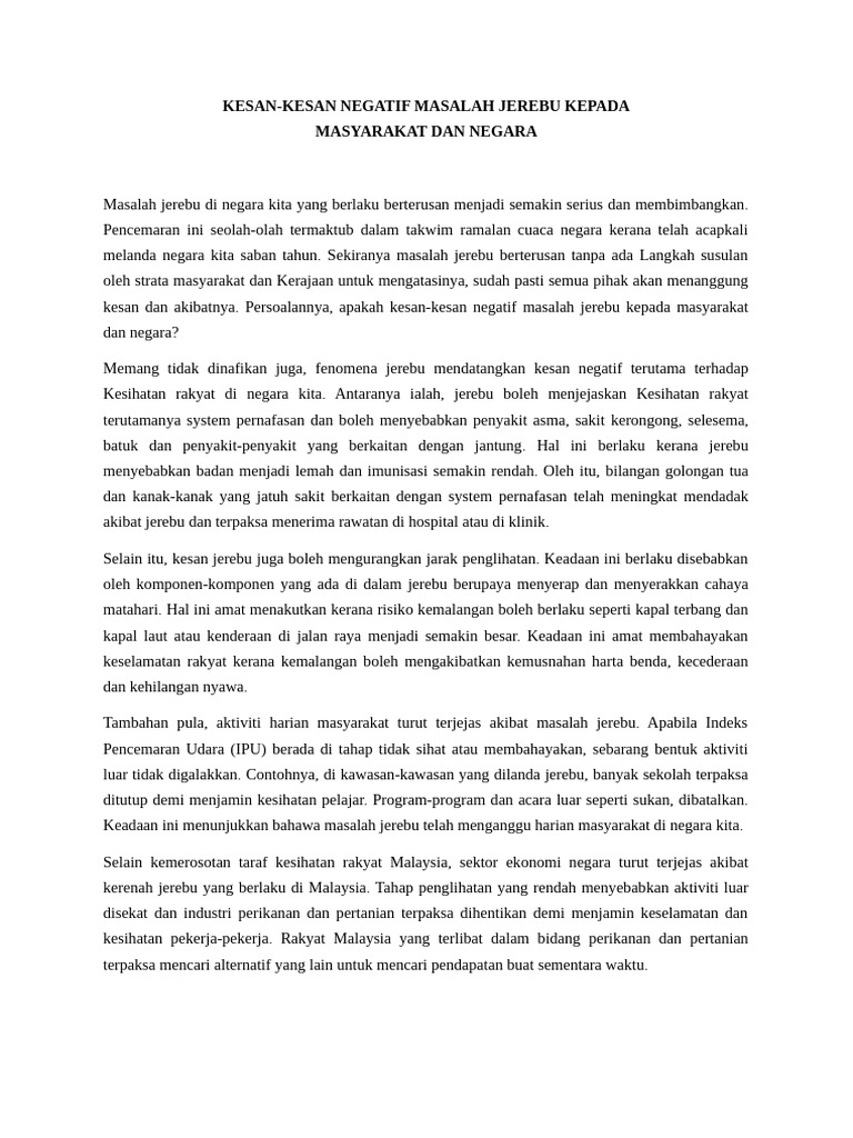 Karangan Kesan Jerebu | PDF