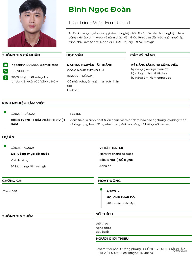 Đoàn Ngọc Bình-CV | PDF