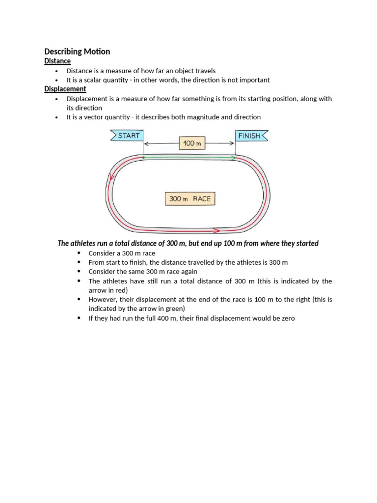 Describing Motion - Notes | PDF