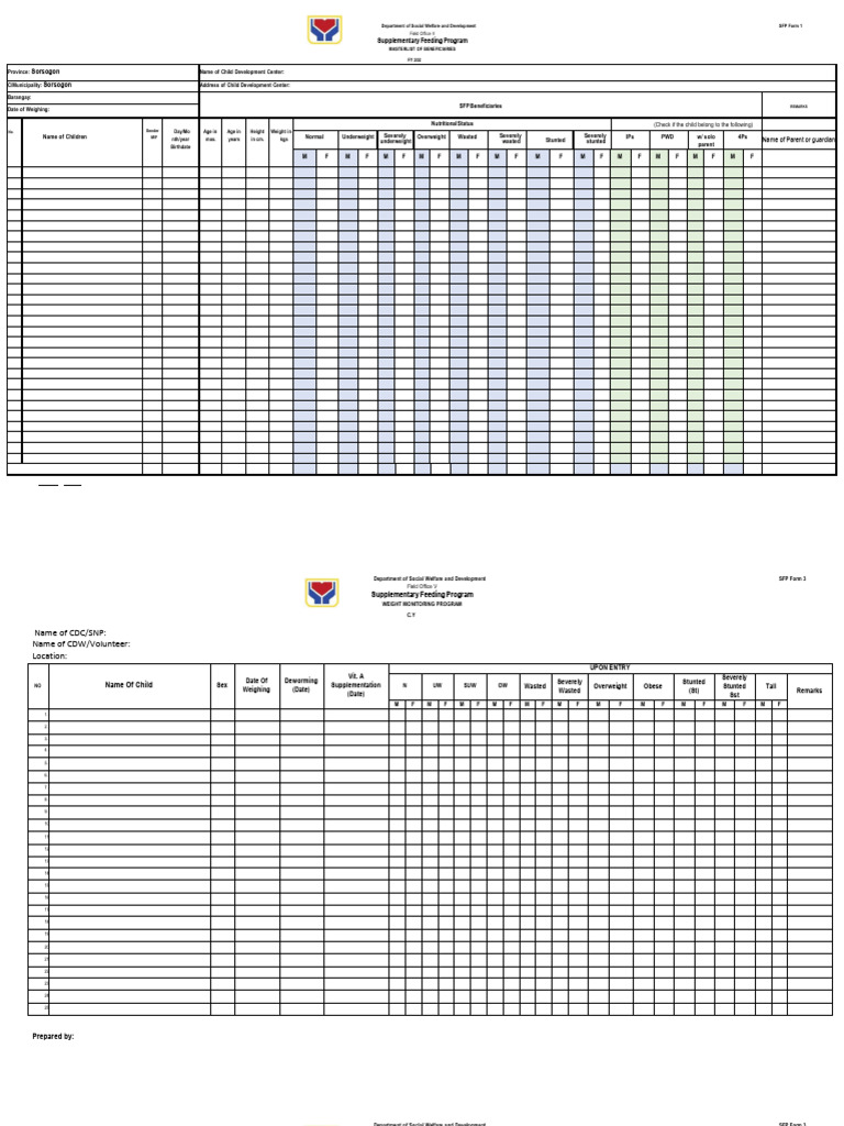 SFP Beneficiary Monitoring Form 2024-2025 | PDF | Standard Of Living ...