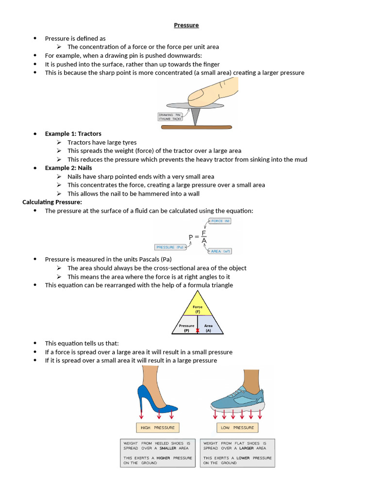Grade 7 - Pressure - Notes | PDF