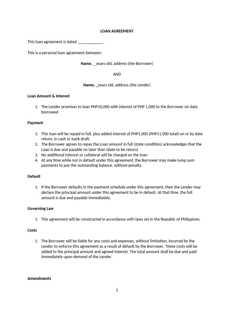 Sample Loan Agreement | PDF | Loans | Interest