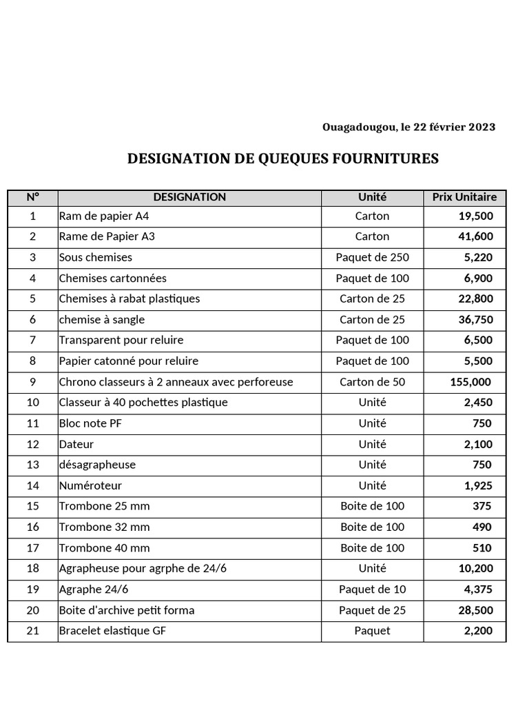 Fourniture de Bureau | PDF