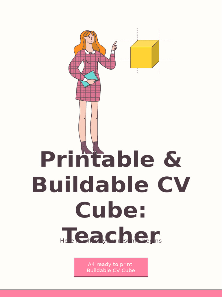 Printable & Buildable CV Cube - Teacher by Slidesgo | PDF
