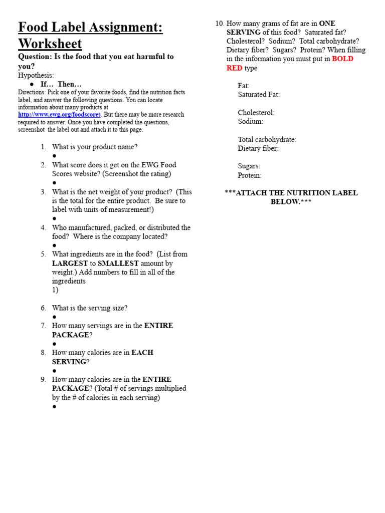 Food Label Assignment | PDF