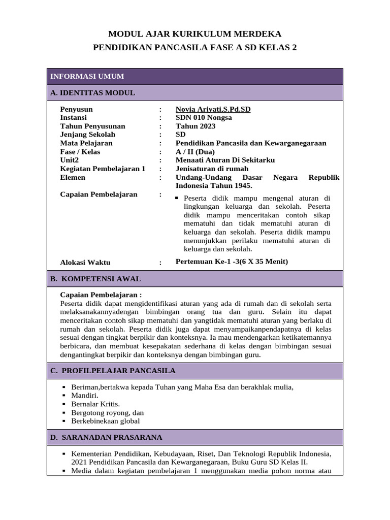 BAB 2 - MA PPKN SIP Bu Yayat | PDF