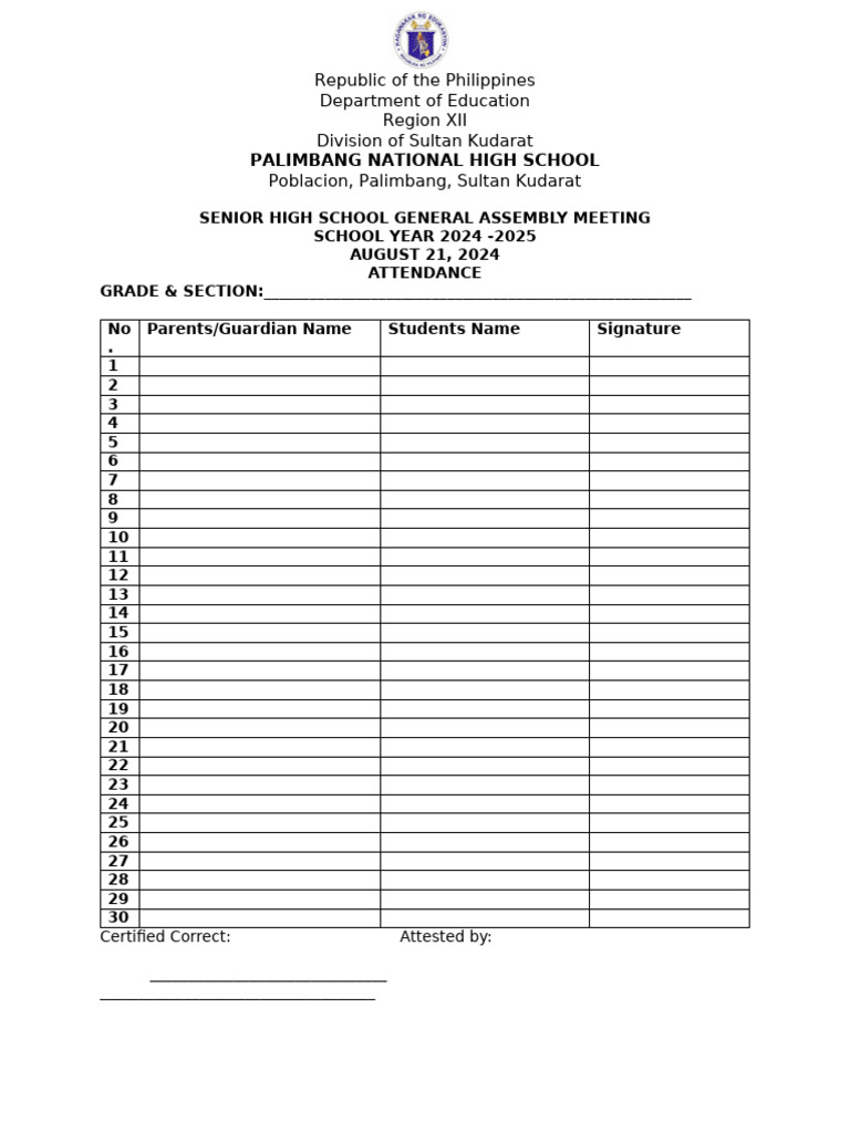 Attendance - General Assembly | PDF