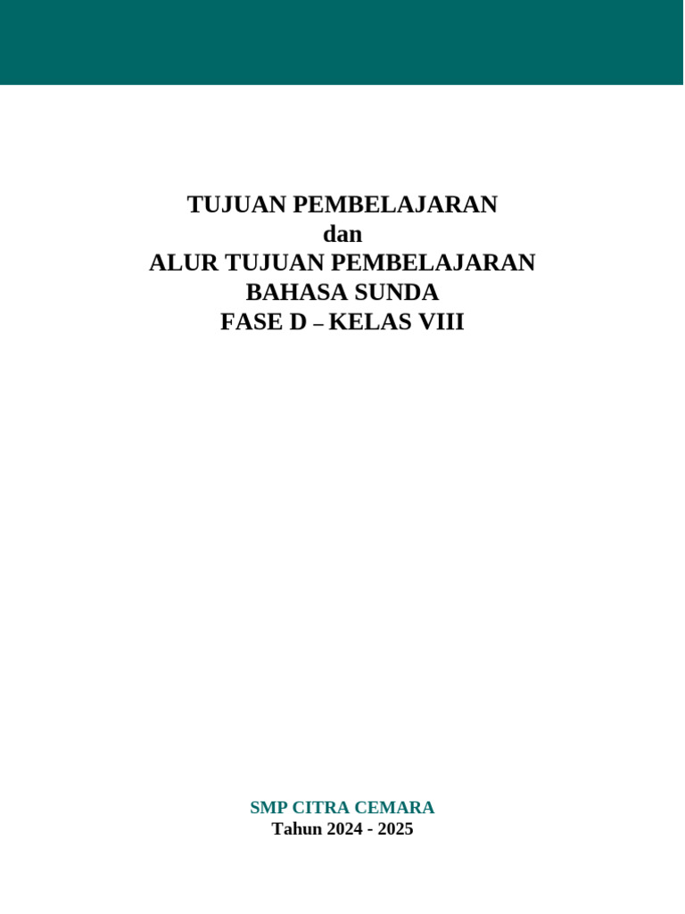 TP & Atp - B. Sunda - KLS 8 CC 2024 - 2025. | PDF