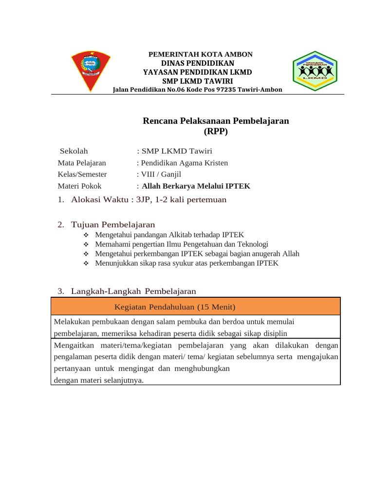 RPP Kelas 8 Kurikulum Merdeka | PDF