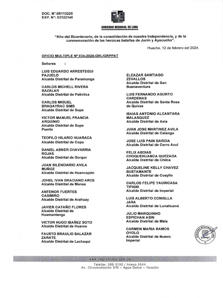Ofico Multiple #034-2024-GRL-GRPPAT 1 | PDF