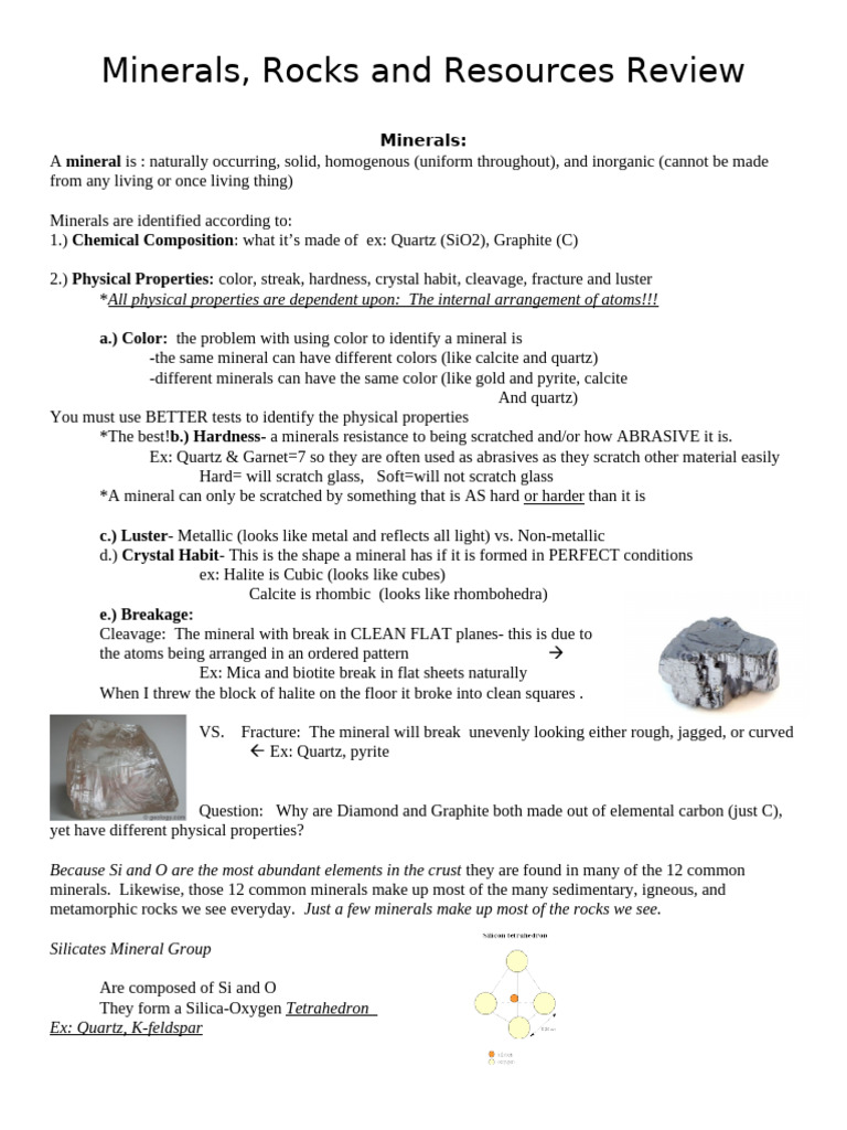 Rocks and Minerals Review Guide | PDF | Rock (Geology) | Minerals
